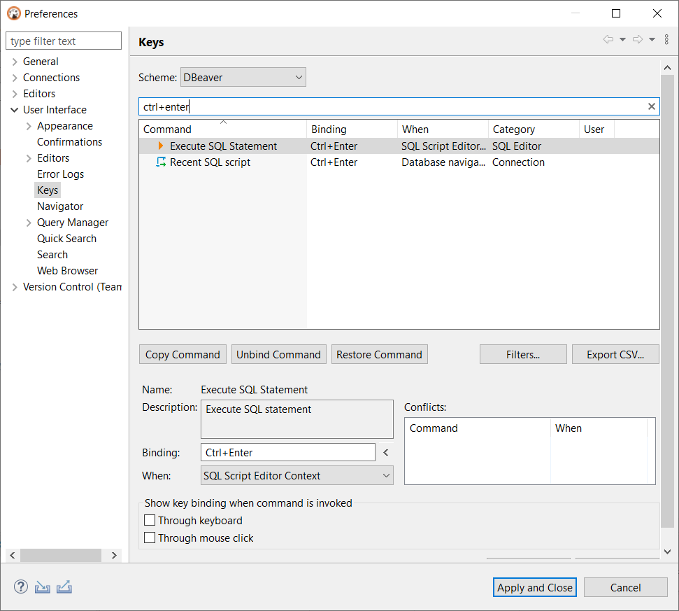 Recent Sql Script does not open with CTRL + Enter while focus on ...