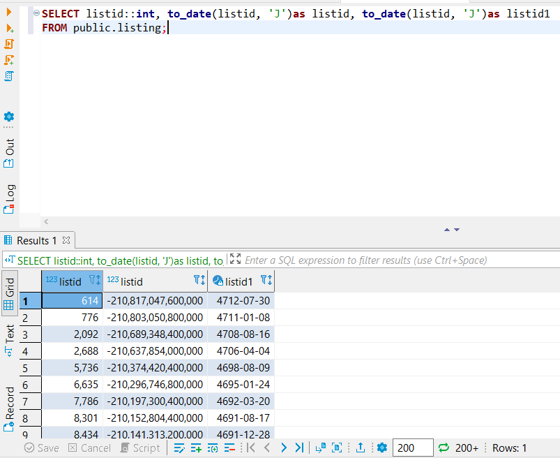 Dbeaver aliasing is breaking redshift to_date( ,'J') calculation ...