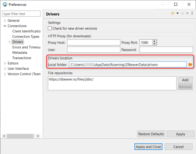 How to specify the default drivers directory · Issue #11800 · dbeaver ...