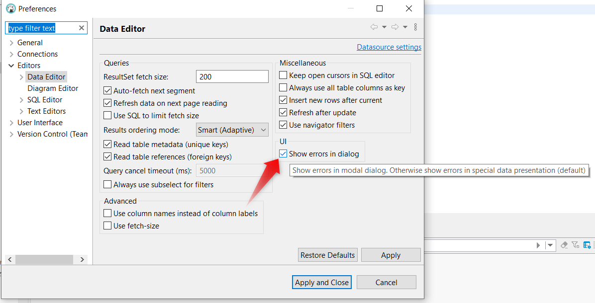 Automatically display error when SQL entered runs, but errors · Issue #12522 · dbeaver/dbeaver ...