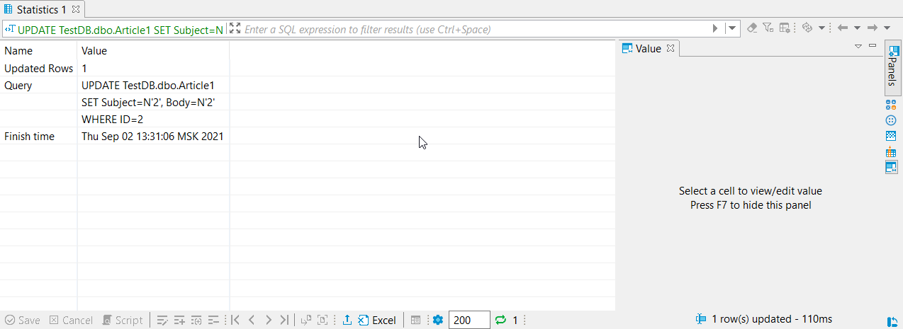 Incorrect tab is shown instead of Statistic tab after Explain execution ...