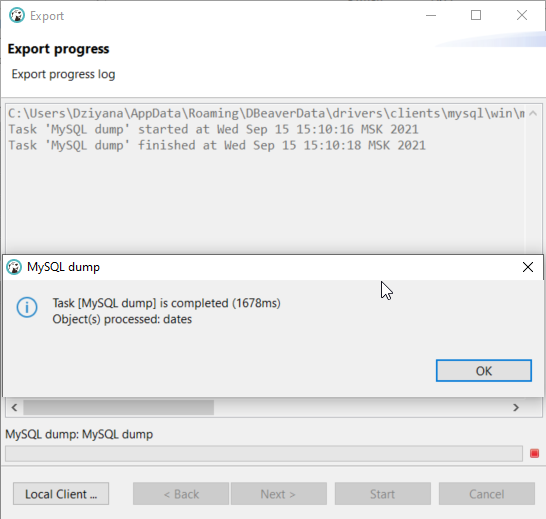 Mysqldump Window Cant Be Closed After Succesfull Db Dump Via Ssh · Issue 13913 · Dbeaver