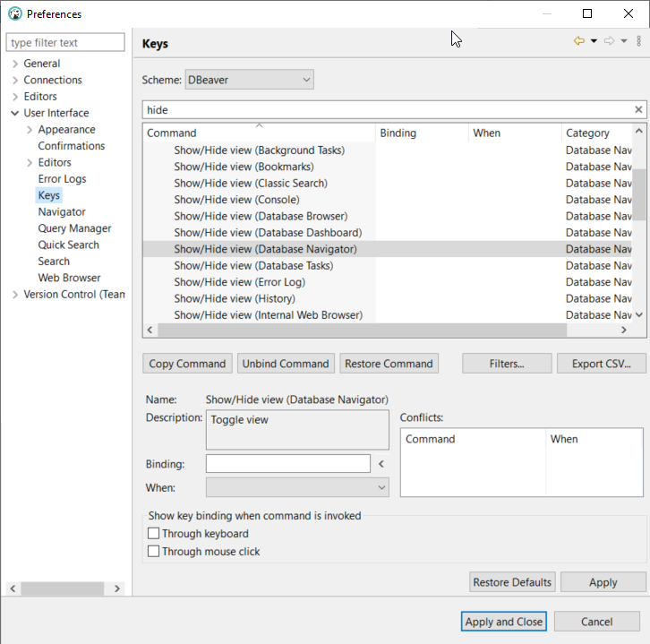 Toggle Database Navigator · Issue #6150 · dbeaver/dbeaver · GitHub