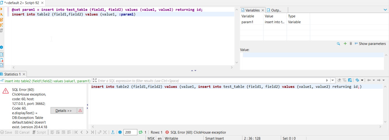 SQL editor: save query results in variable · Issue #4750 · dbeaver ...