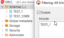 [Oracle] Include filters for databases are case sensitive, but exclude ...