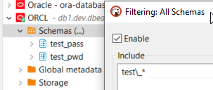 [Oracle] Include filters for databases are case sensitive, but exclude ...