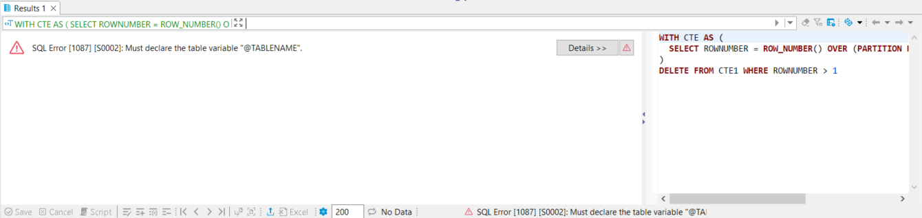 Where filter can be modifyed in 'Statistics' tab (SQL Script execution ...