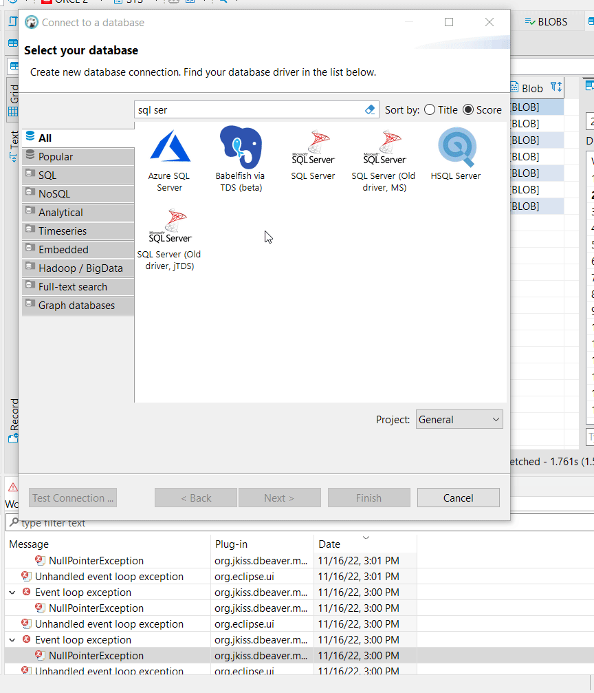 Npe Appears In Create Connection Dialog In Case Of Switching From Sql Server Jtds To Sybase Jtds