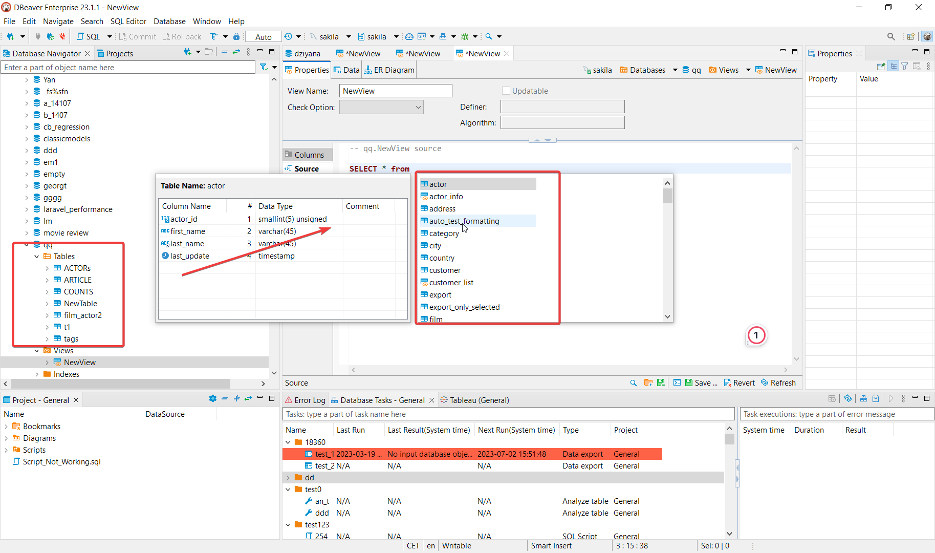 [mysql] On View Creation Tables From Default Database Are Proposed · Issue 20381 · Dbeaver