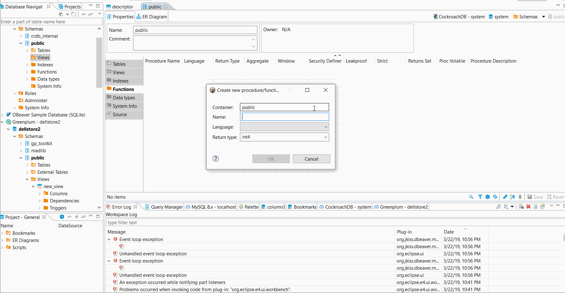 Cockroachdb Error Appears When Trying To Create Function · Issue 5557 · Dbeaver Dbeaver · Github
