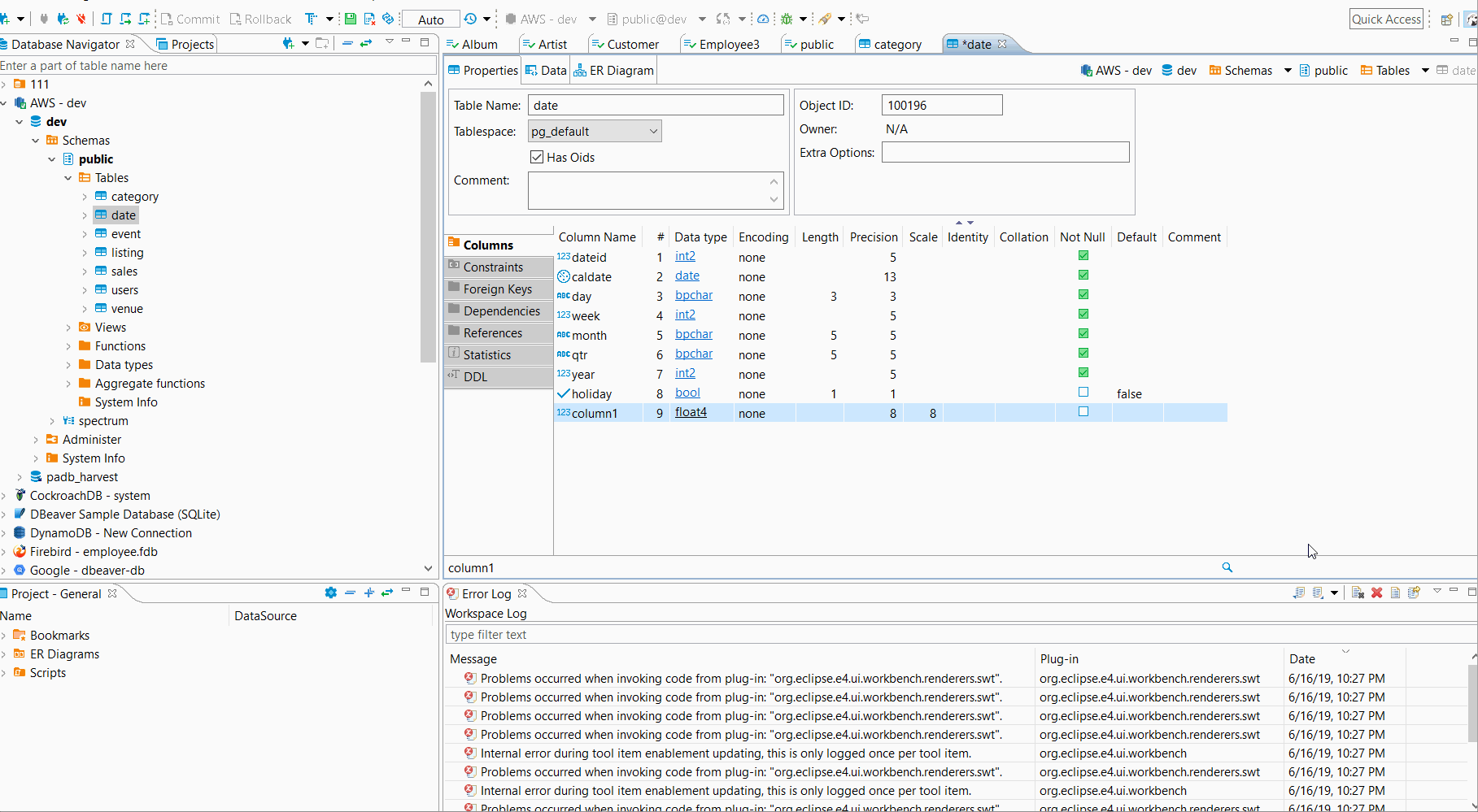 Error when trying to delete column · Issue #6108 · dbeaver/dbeaver · GitHub