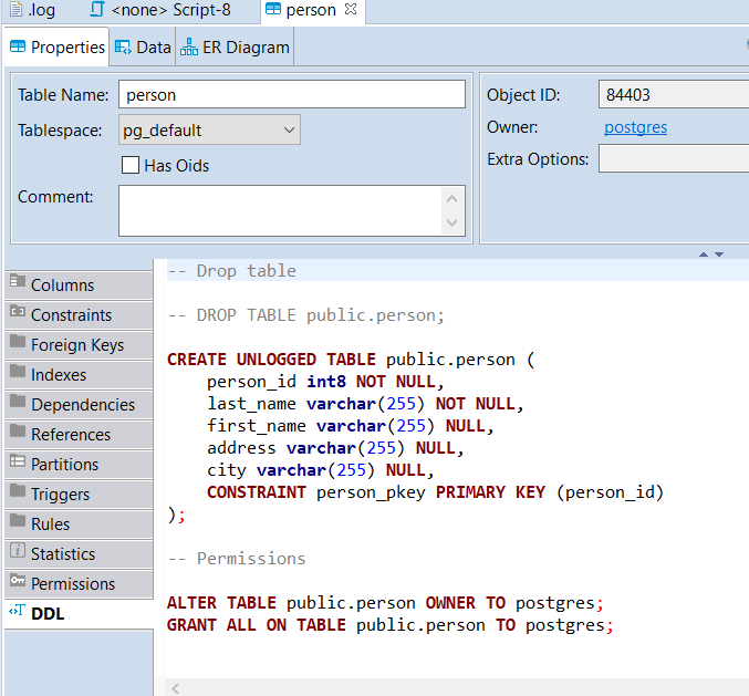 Bug Postrges Table Ddl Ignoring `unlogged` Status · Issue 6264 