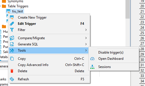 Dbeaver Database Navigator Context Menu Choice Tools Disable Trigger Ought To Be Named