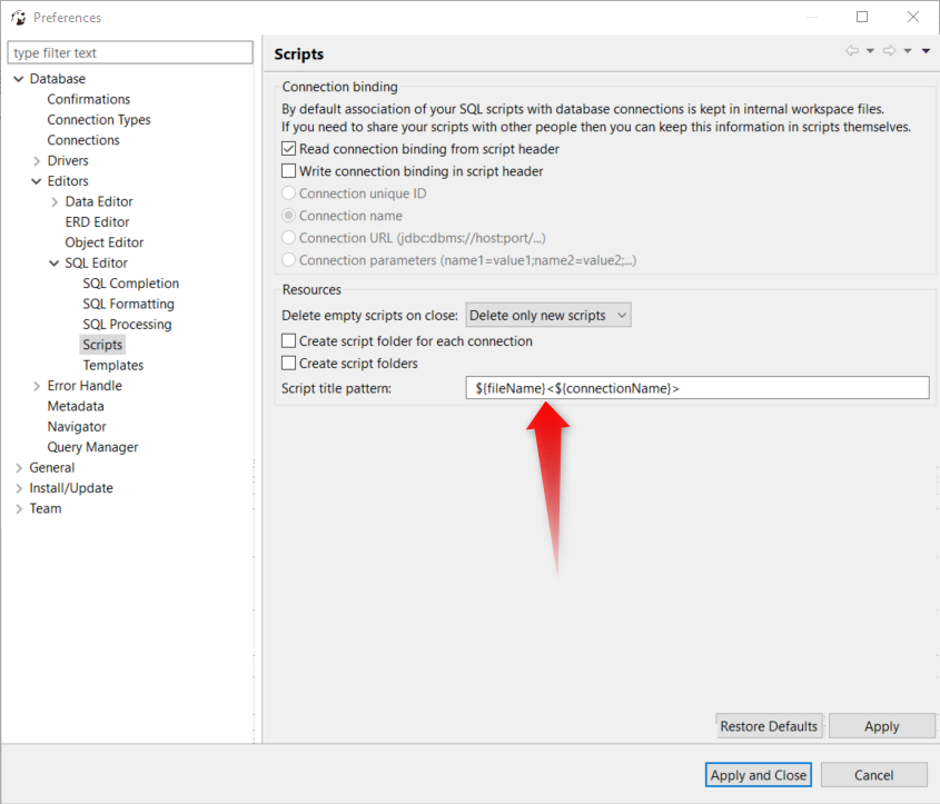 SQL editor tab width is only wide enough to display database name ...
