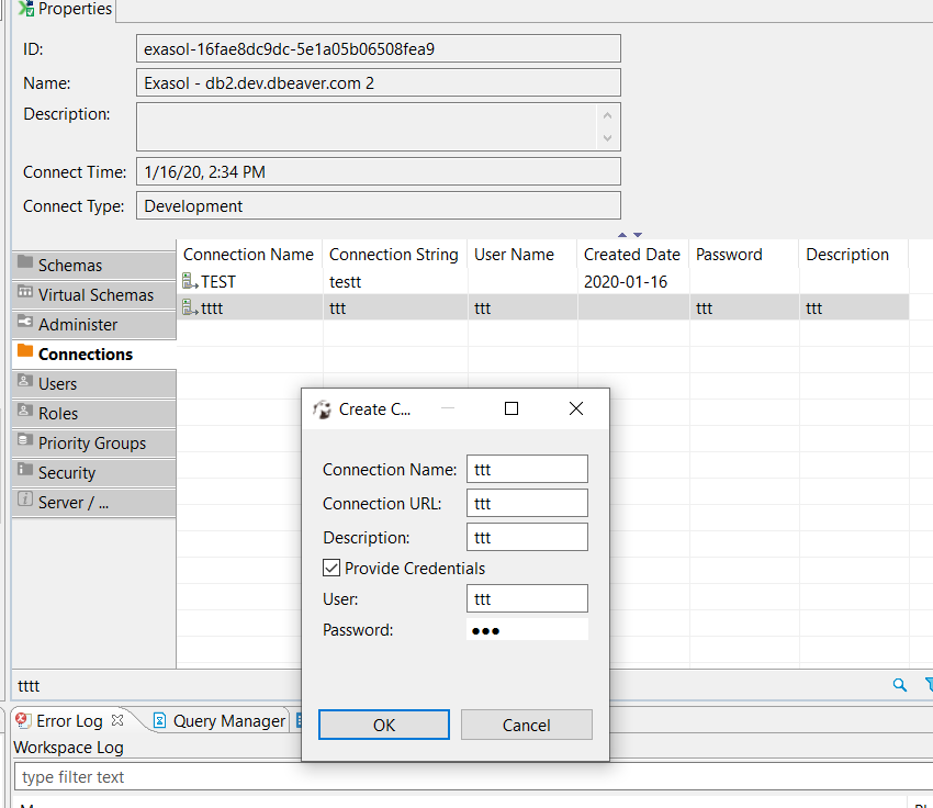 Password for exasol connection is shown as is · Issue #7666 · dbeaver ...