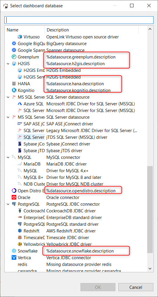 Incorrect strings for description are used in Select dashboard database window · Issue #7691 ...