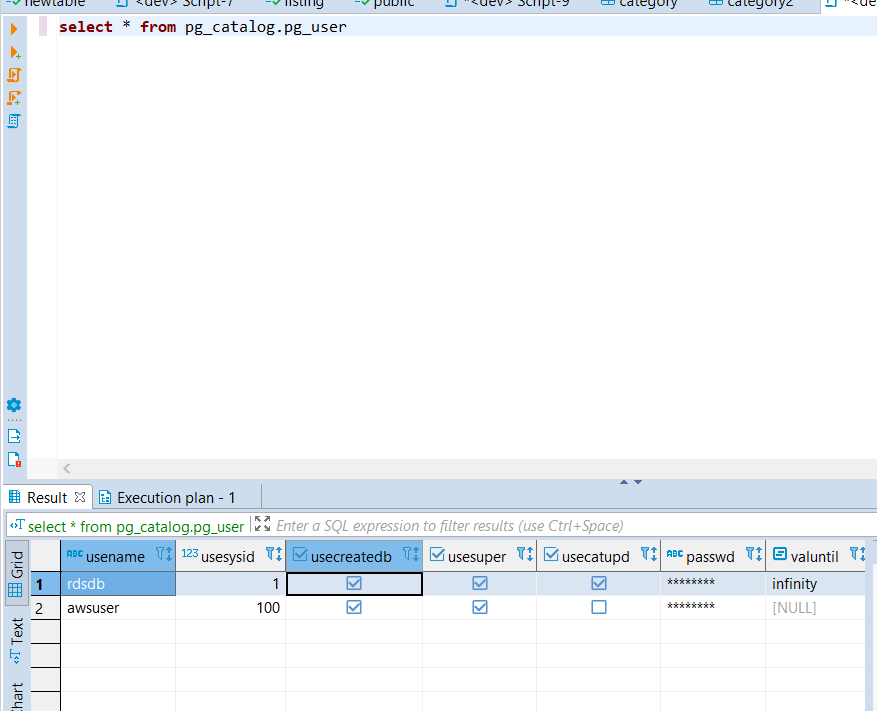 Redshift query to select from pg_catalog.pg_user will return error in useconfig column · Issue ...