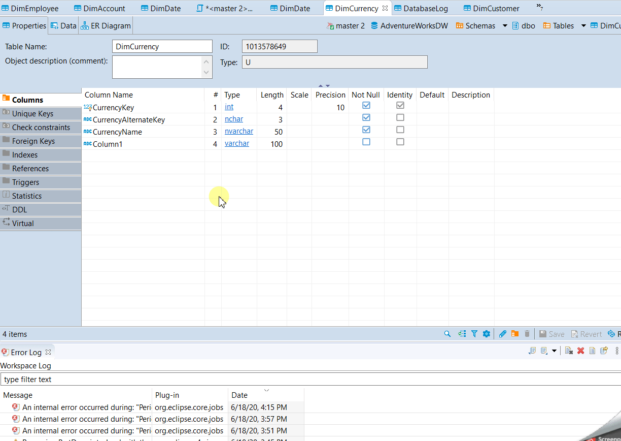 Create New [object column] icon in context menu changes unexpectedly ...