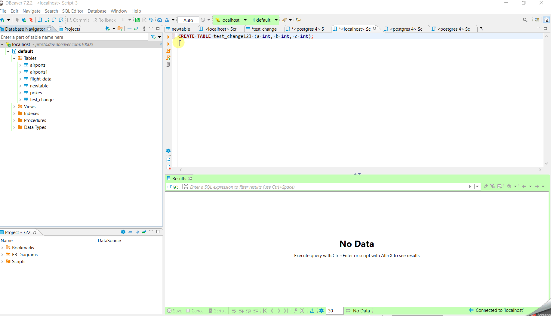 "No Data" is shown in resultset in case of execution queries like CREATE · Issue #9936 · dbeaver ...