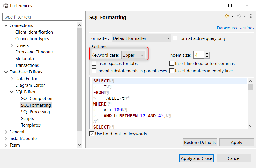 Upper Case converts the string text/content in the query · Issue #10180 · dbeaver/dbeaver · GitHub
