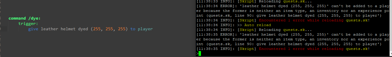 Dye RGB Numeric ids are not supported anymore · Issue #2528 · SkriptLang/Skript · GitHub