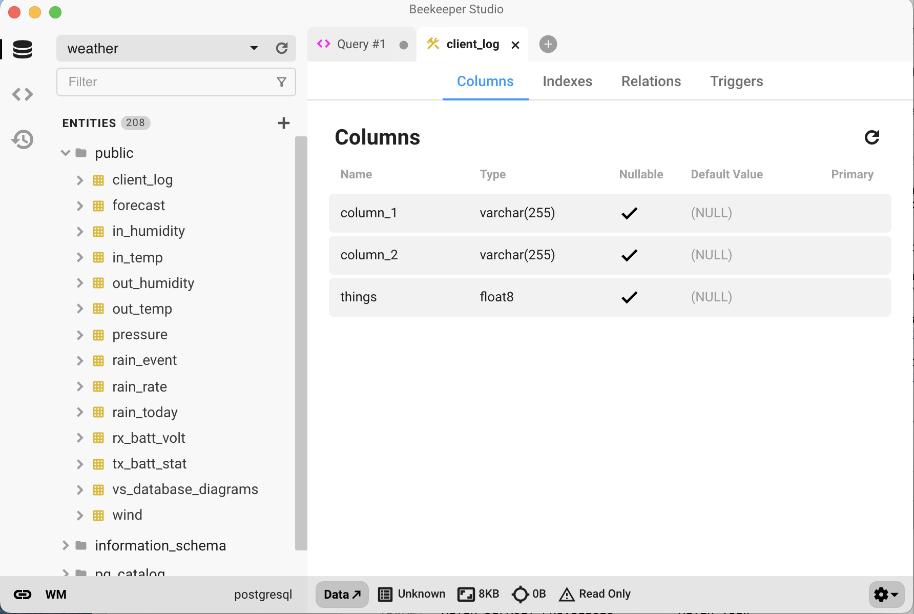 QUESTION: Why do the tables I create with Beekeeper Studio all have read only schemas? · Issue ...