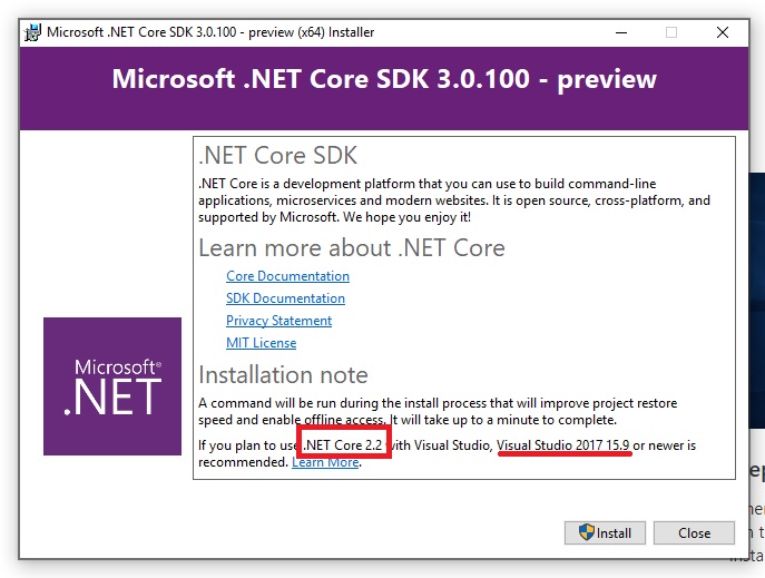 .NET Core 3 Preview 1 installation wrong wording · Issue #3373 · dotnet/runtime · GitHub