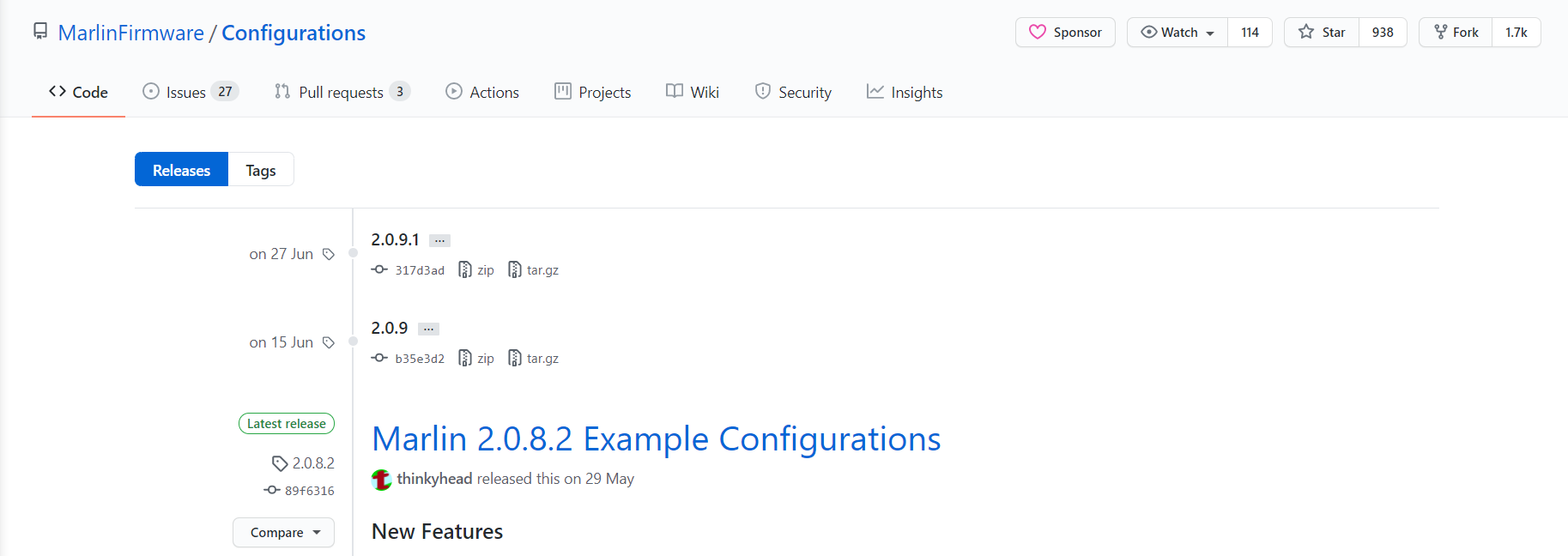 [FR] Bump configurations to 2.0.9.1 - currently at 2.0.8.2 · Issue #557 · MarlinFirmware ...