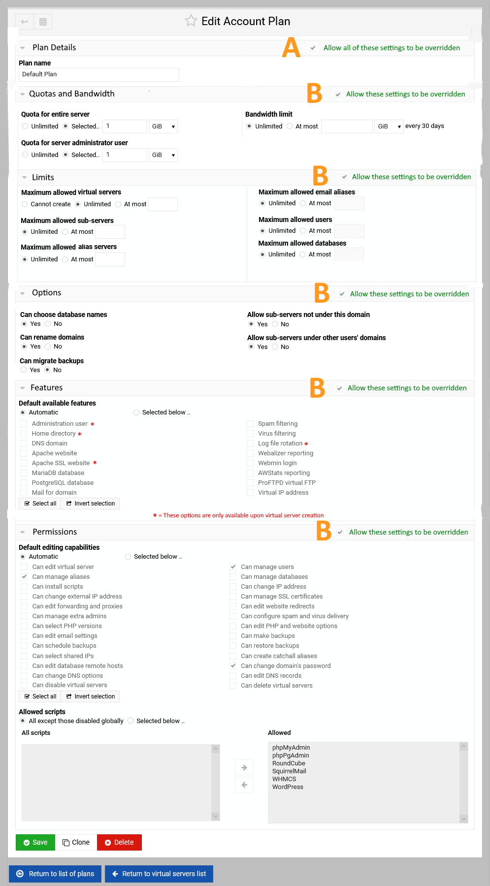 Feature: Account Plan and Owner Limit improvements · Issue #687 · virtualmin/virtualmin-gpl · GitHub