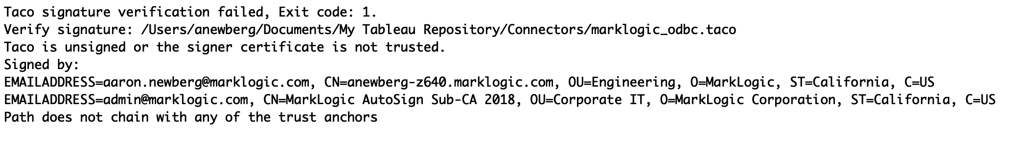 Package signature verification failed during connection creation with signed .taco · Issue #515 ...