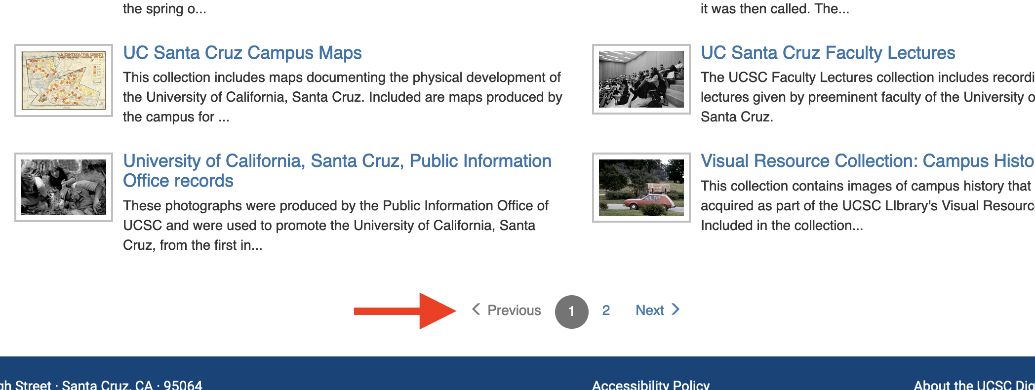 (5) Pagination on A-Z page/About Our Collections in DAMS-staging ...