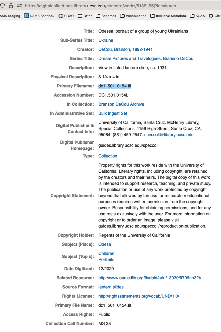 MS 38: Date created not display in item metadata records · Issue #514 · UCSCLibrary/ucsc-library ...
