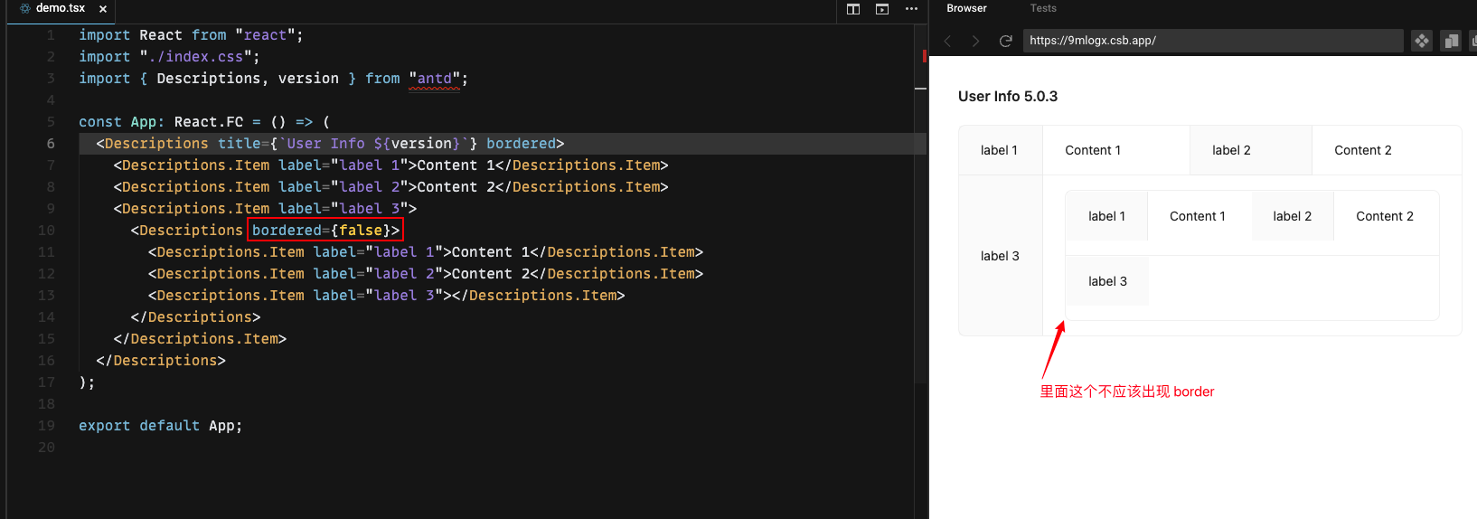 Descriptions 嵌套 Descriptions 时,内部的 Descriptions 样式异常 · Issue 39183 · Ant Designant Design · Github