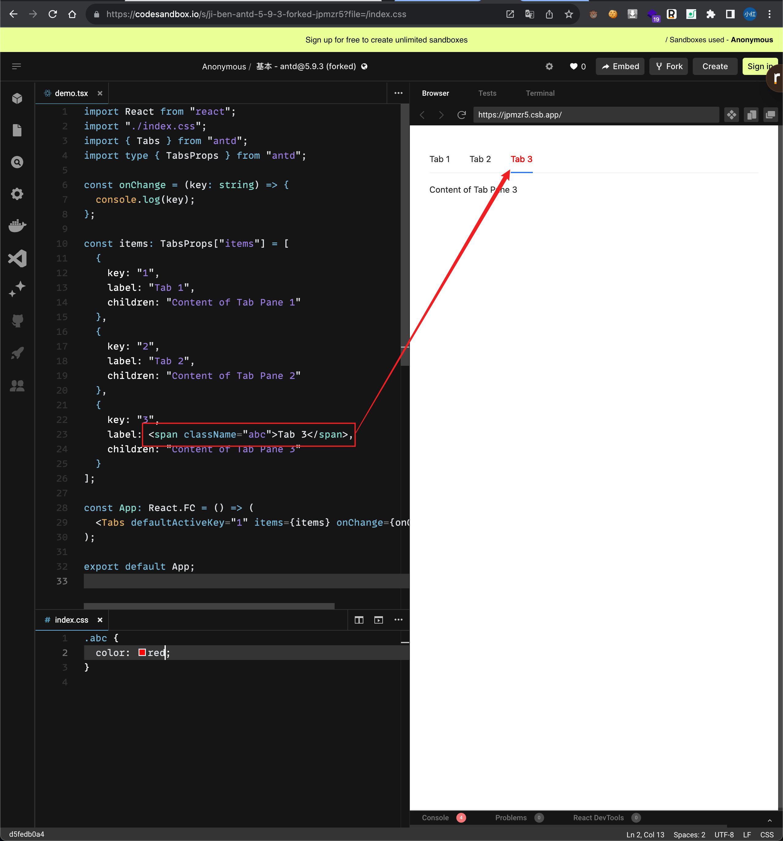 TABS component classNames · Issue #45112 · ant-design/ant-design · GitHub