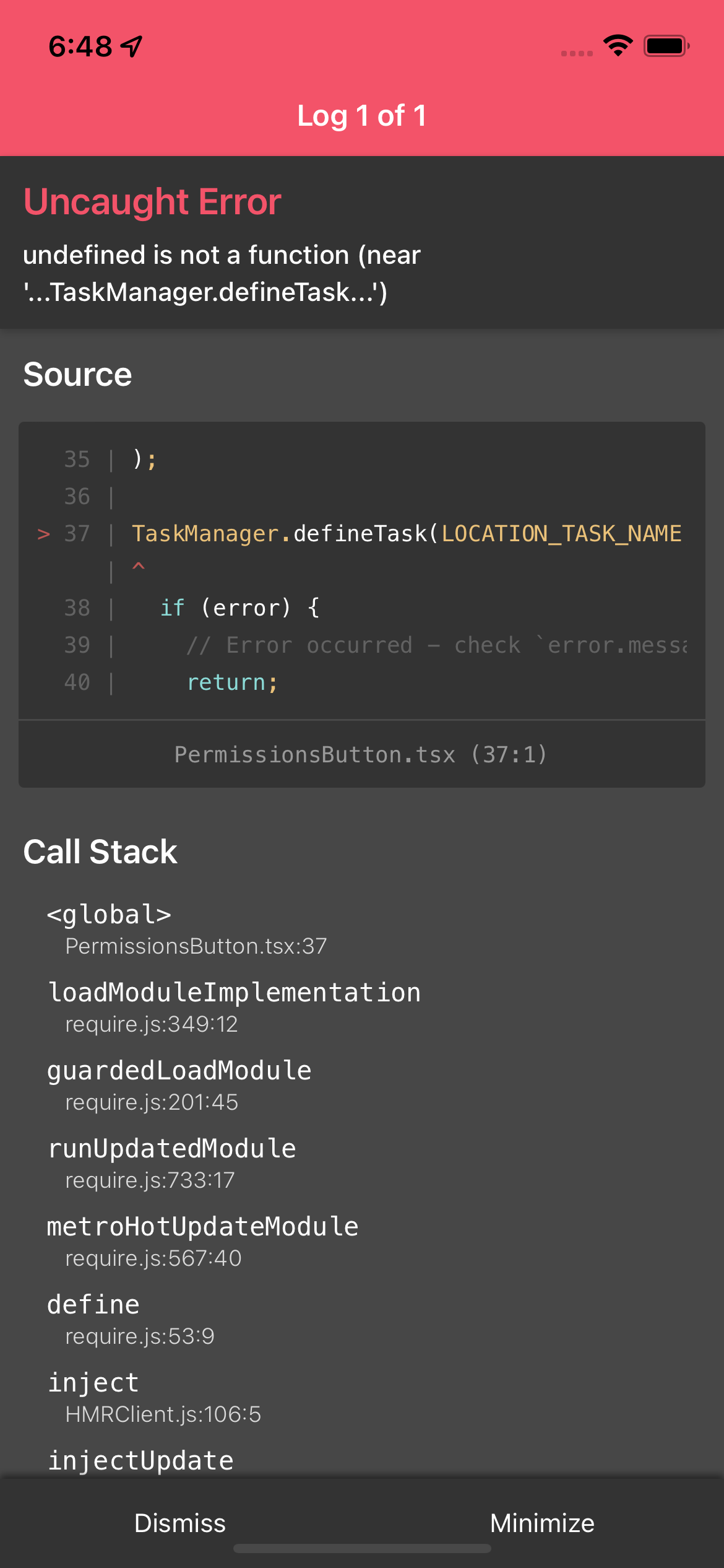 Typeerror Undefined Is Not A Function Near Taskmanagerdefinetask