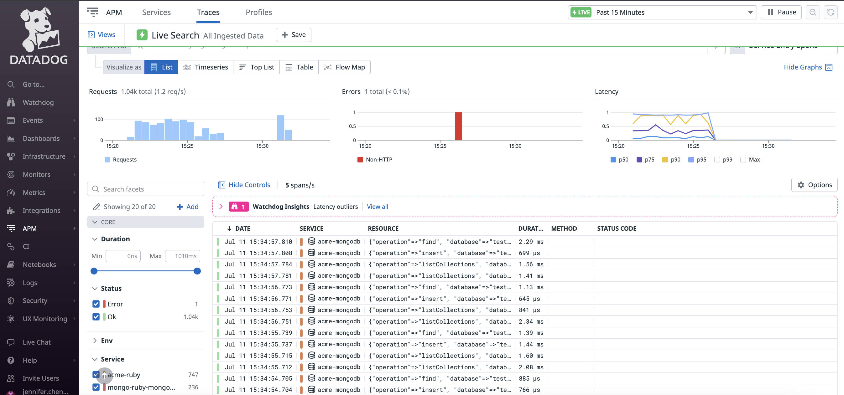 Mongo plugin not showing up in Datadog · Issue #2083 · DataDog/dd-trace-rb · GitHub