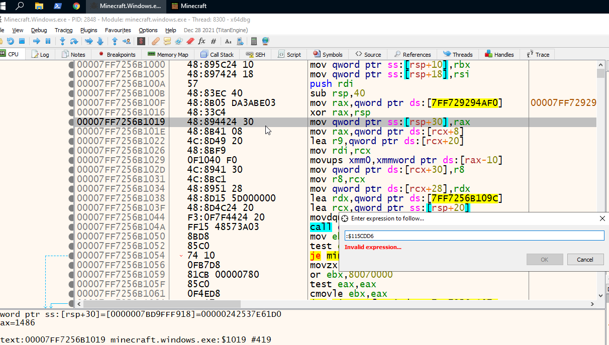 Goto offset not working in x64dbg. [module]:$offset, :$ etc · Issue #2816 · x64dbg/x64dbg · GitHub