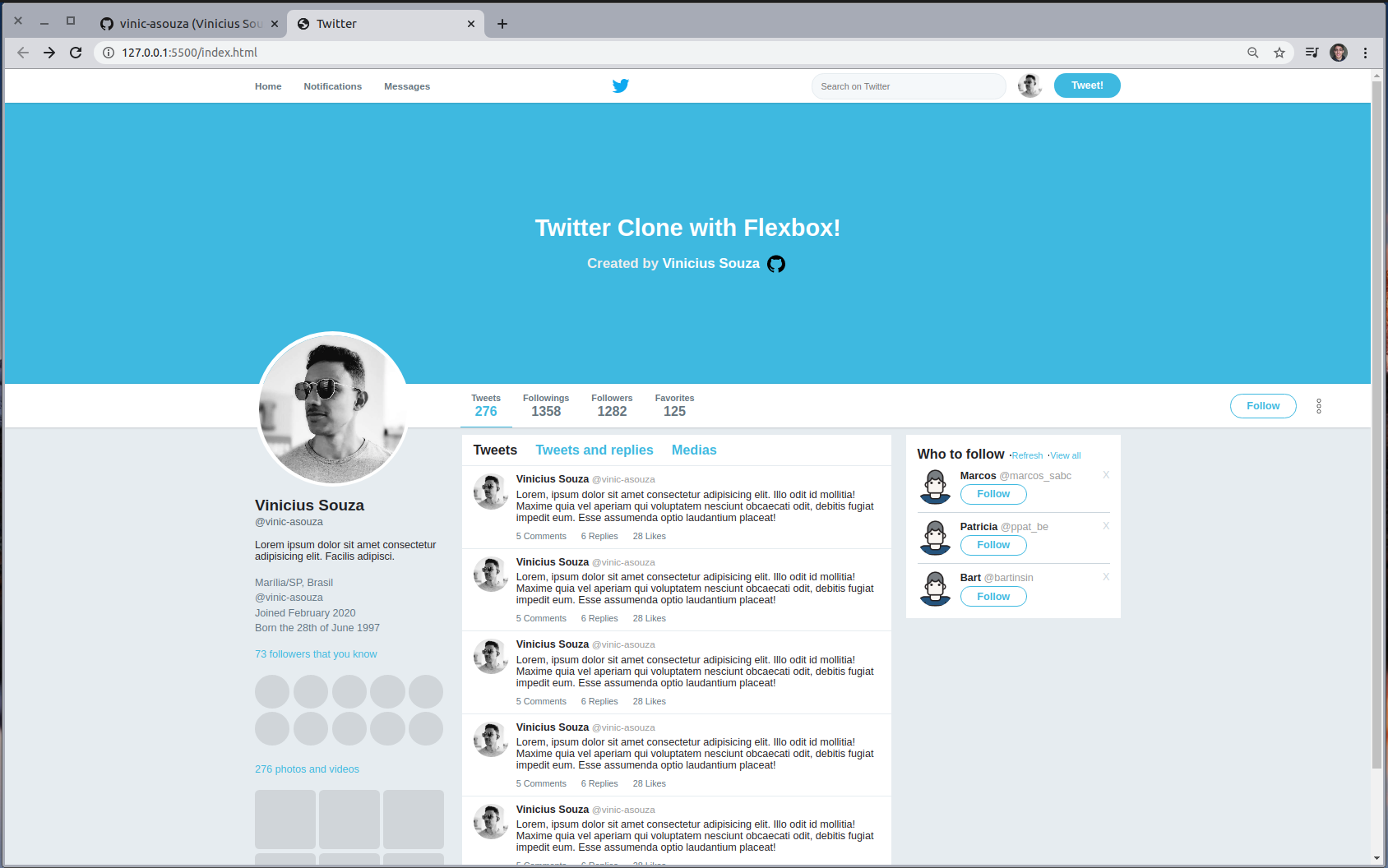 GitHub - vinic-asouza/twitter-flexbox: Clone da interface do twitter utilizando elementos do ...