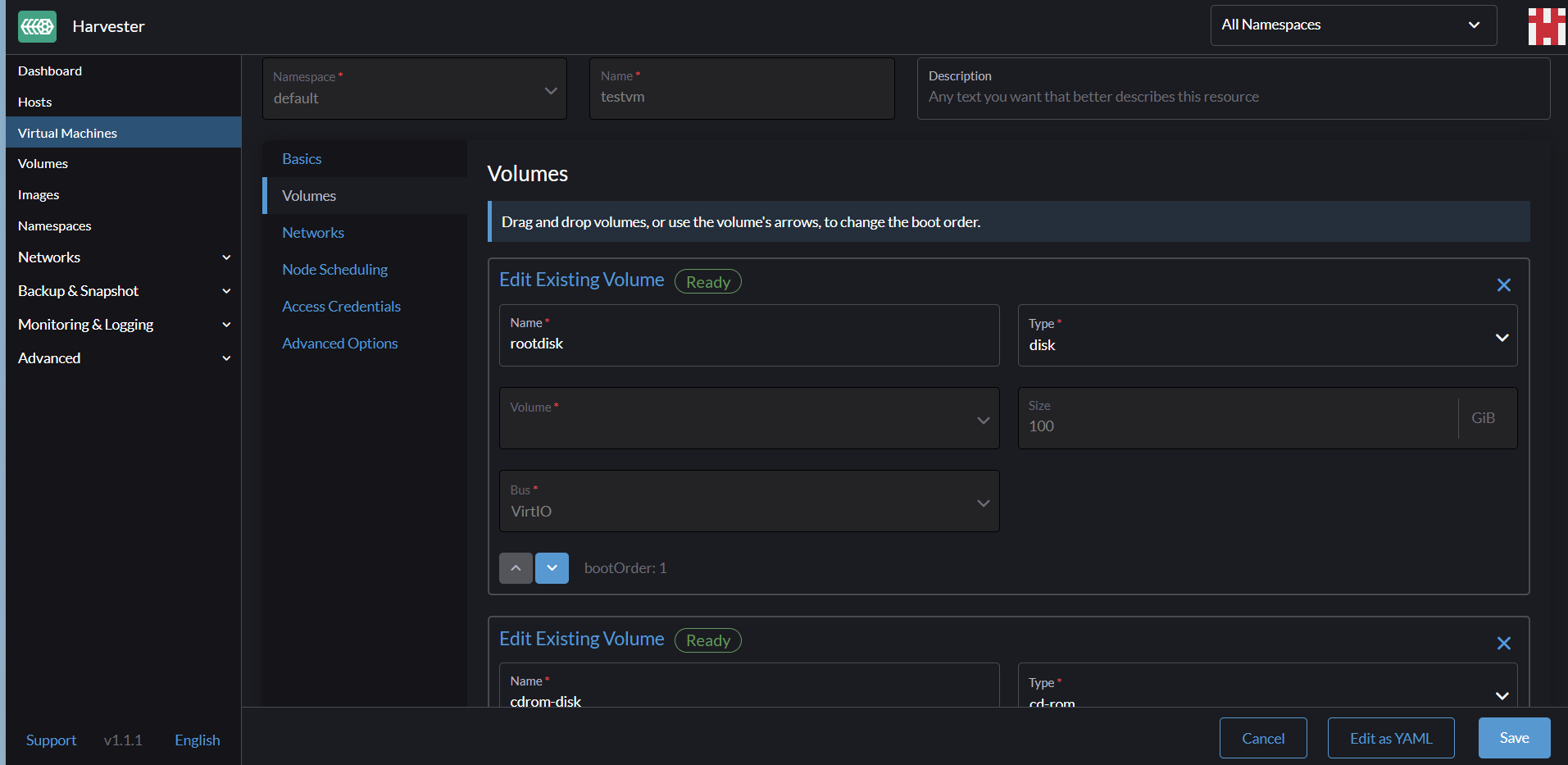 [BUG] Volume setting missing from configured and running VM · Issue #3362 · harvester/harvester ...