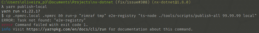 [BUG] Can't run command publish-local 'e2e-registry' task not found · Issue #310 · nx-dotnet/nx ...