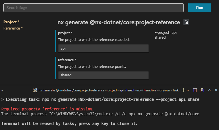 Bug Cant Use Vs Code Nx Console To Reference A Project Library Or A Nuget Package · Issue 