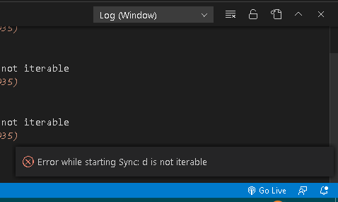 Error while starting Sync: d is not iterable · Issue #104796 · microsoft/vscode · GitHub