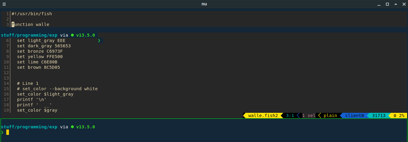 Using terminal editors and then resizing, causes random nu prompt stuff to mash up randomly with ...