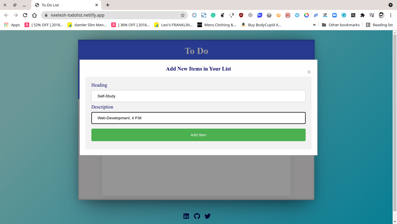 GitHub - singhsduos/To-Do-List: Full fledge JS-App To-Do List. You can note down your own daily ...