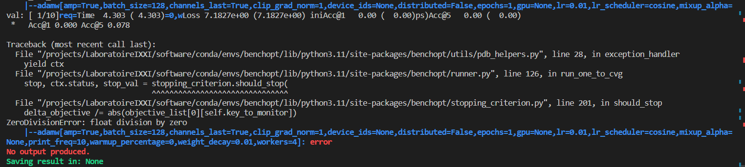 BUG `benchopt run` crashes when the value returned by compute and used in StoppingCriterion is ...