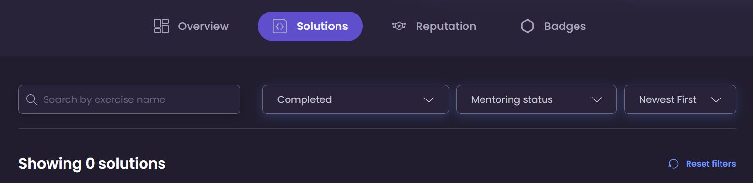 Your Journey - Solutions - Started - Showing x solutions... doesn't · Issue #5787 · exercism ...