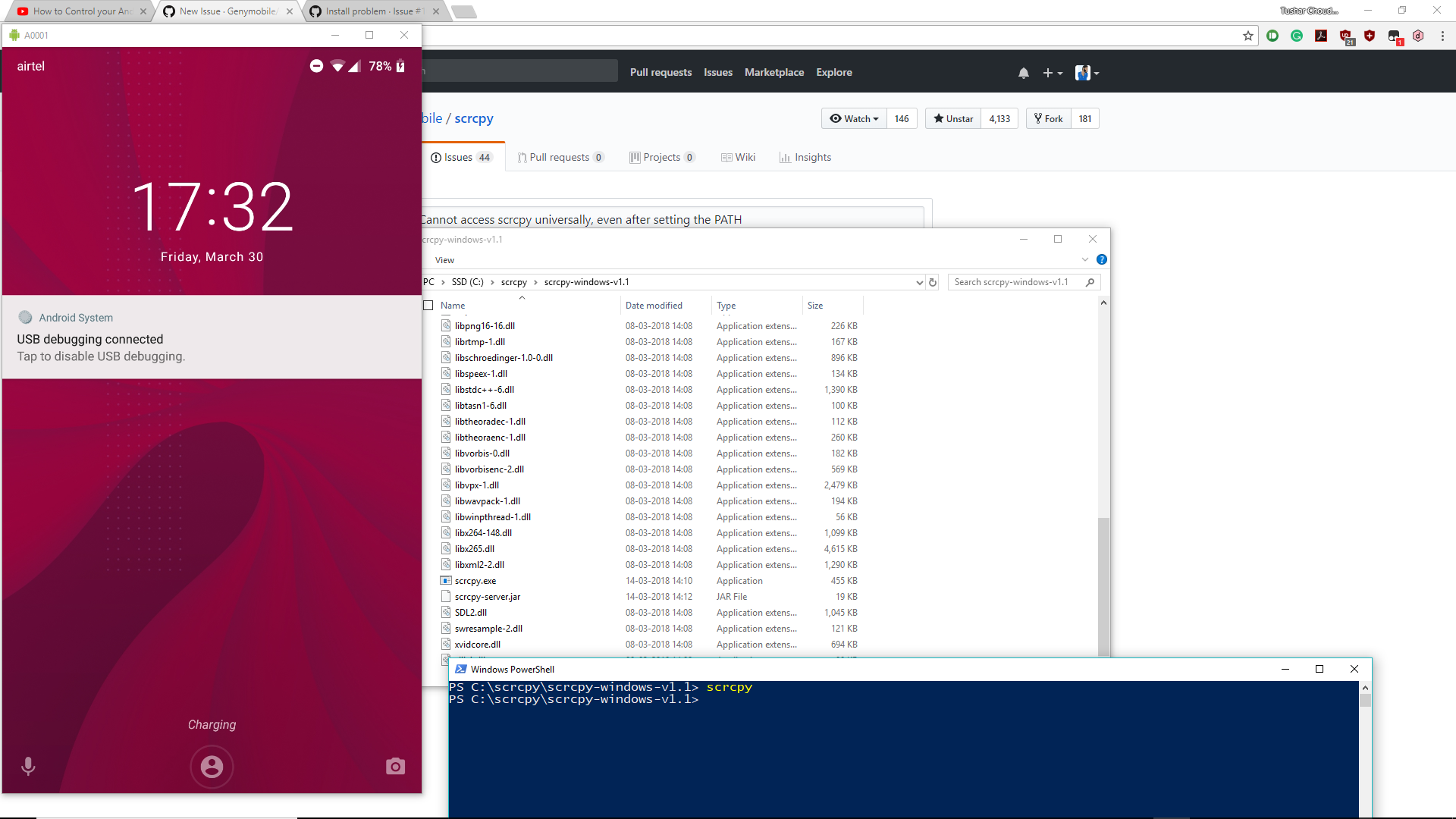 Cannot Access Scrcpy Universally Even After Setting The Path · Issue