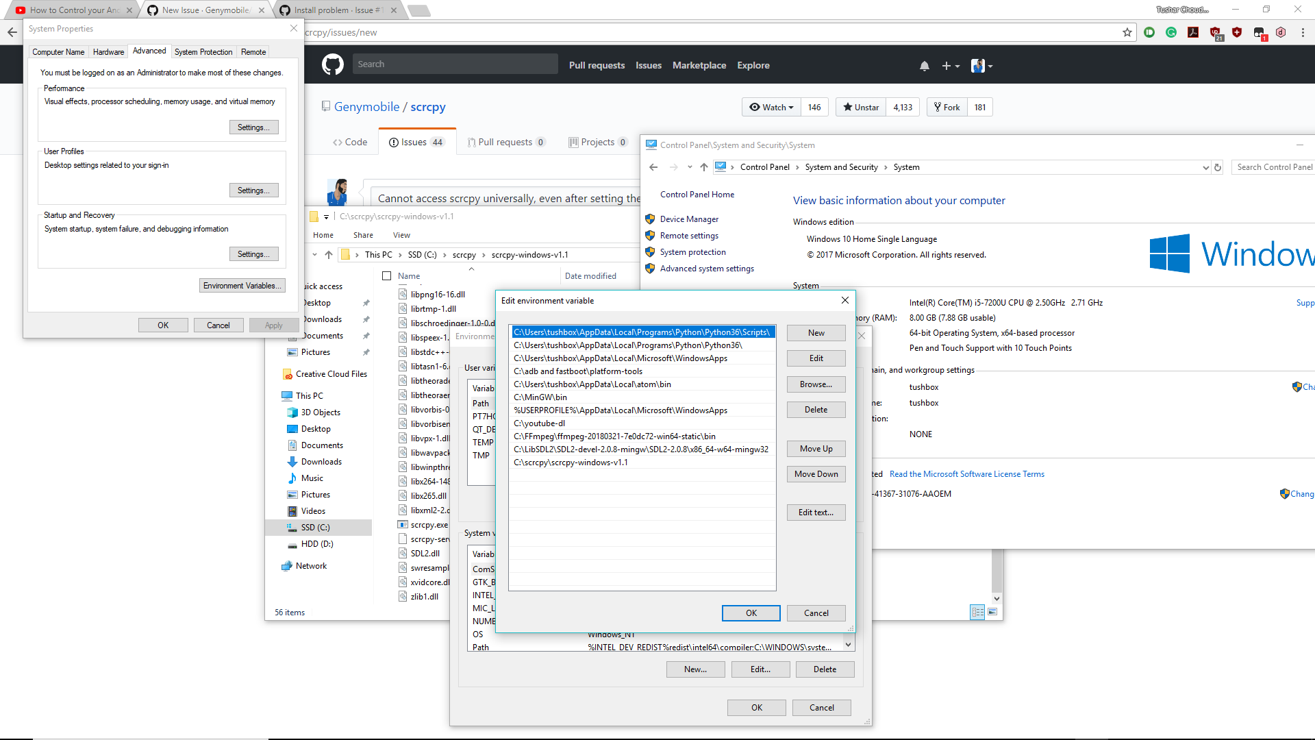 Cannot Access Scrcpy Universally Even After Setting The Path · Issue