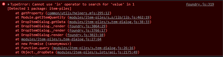 [BUG] - ItemPiles Broken on PF2e · Issue #78 · fantasycalendar/FoundryVTT-ItemPiles · GitHub