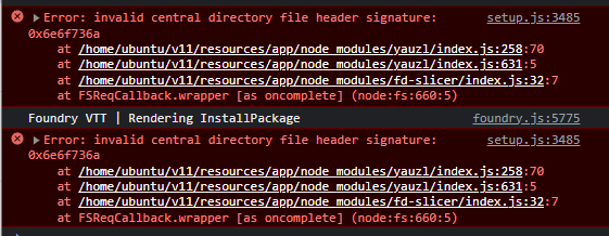 Replace Yauzl to newer version to account for signature errors · Issue #9802 · foundryvtt ...